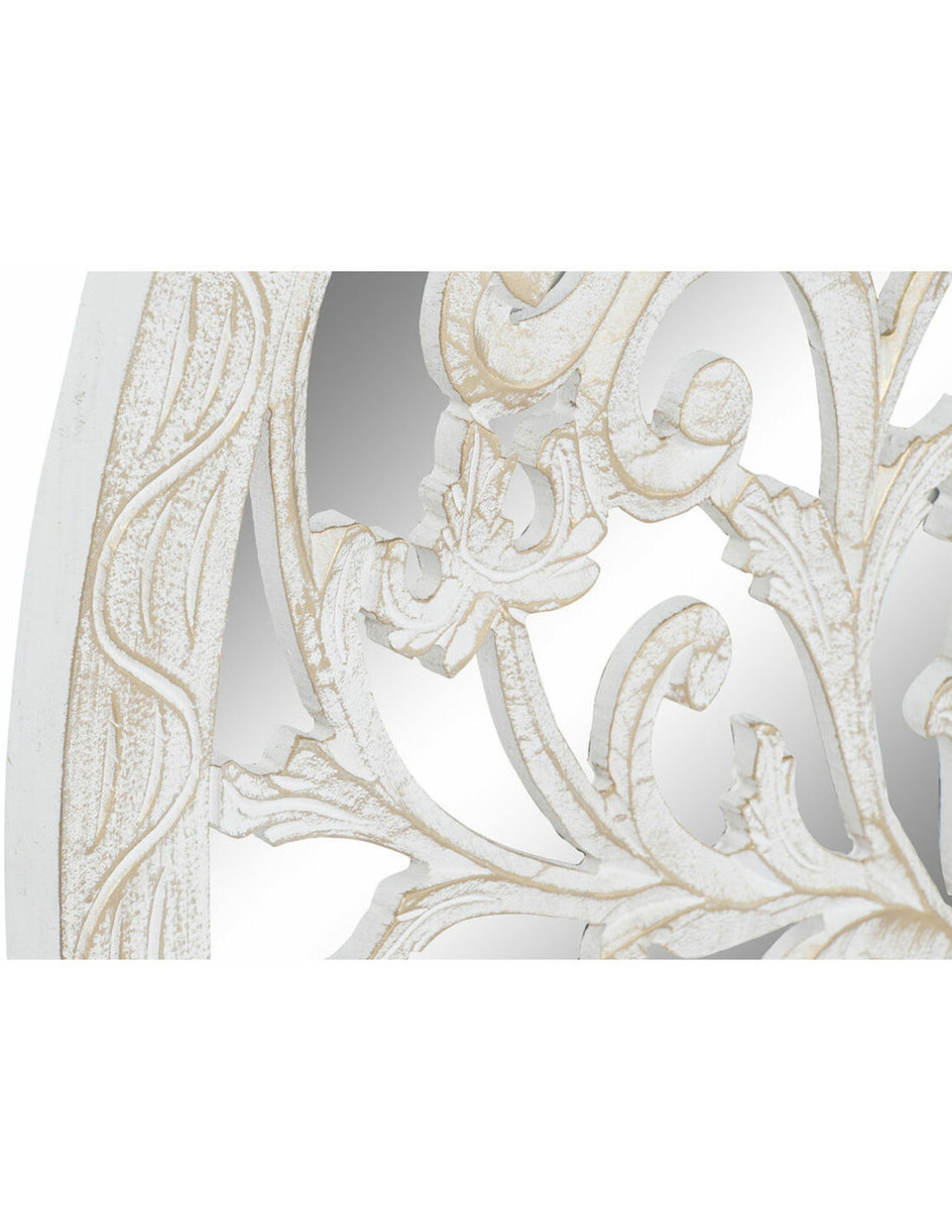 Déco murale indienne Miroir Arbre en Bois Blanc Vieilli 90x90 Nyxaris