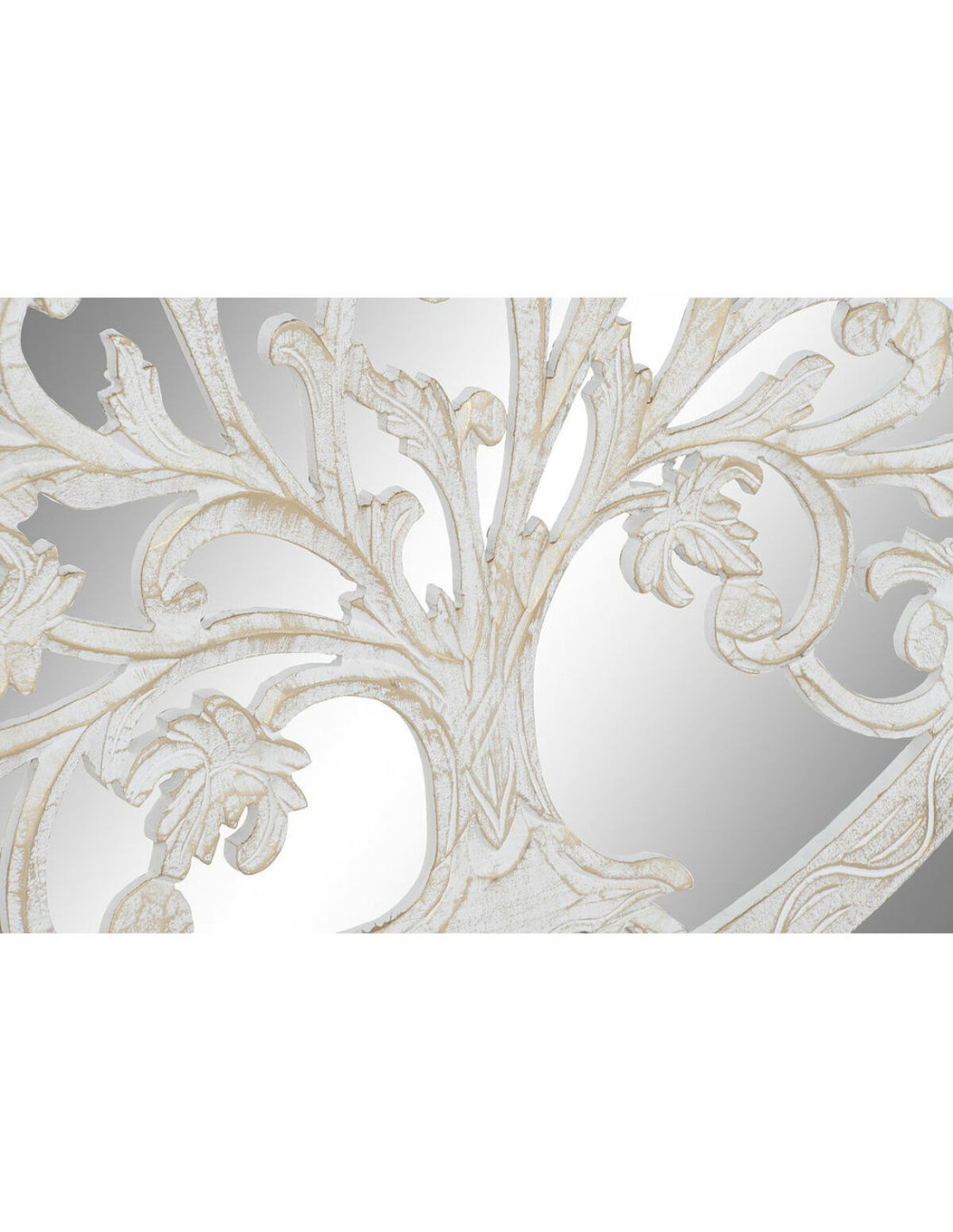 Déco murale indienne Miroir Arbre en Bois Blanc Vieilli 90x90 Nyxaris