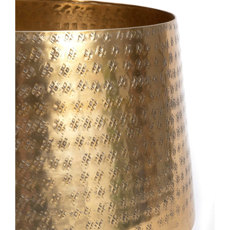 Cache pot moderne XL Rond Diamètre 36 cm en Métal Doré The Hammered