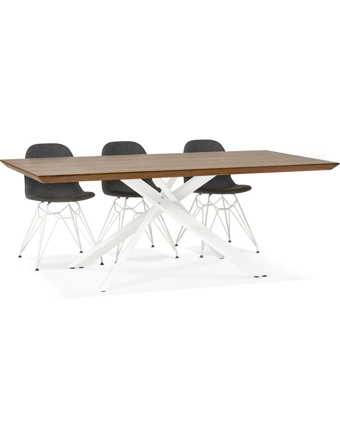 Table à manger design Rectangulaire 8 personnes en Bois Noyer Métal ...