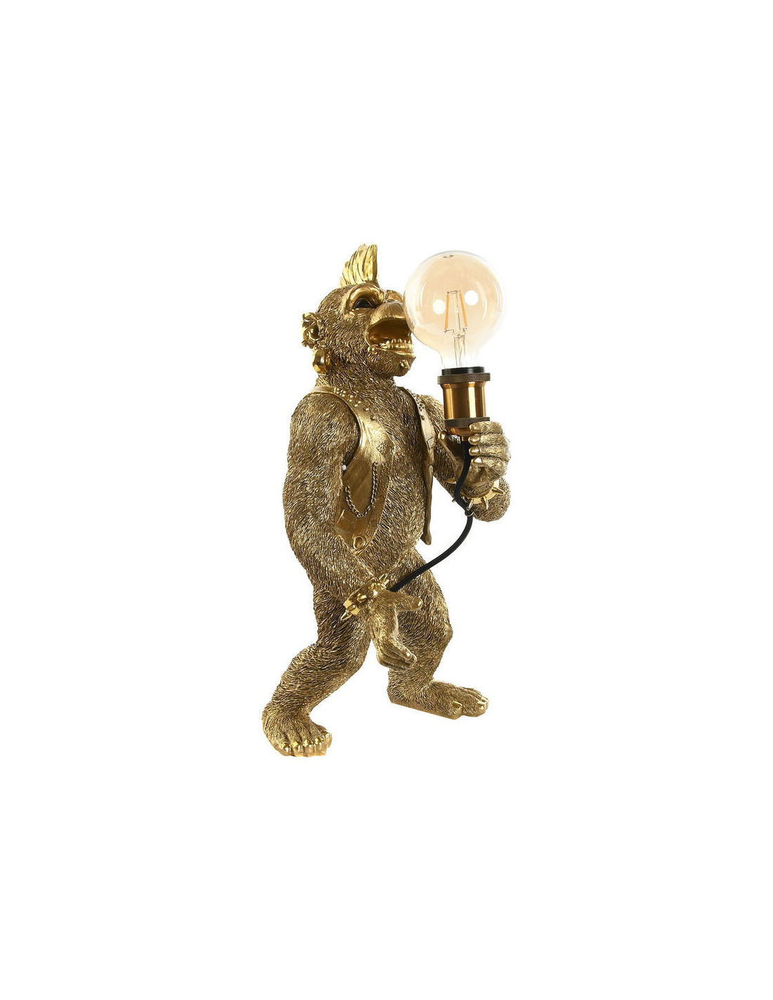Lampe à poser originale Singe Punk Hauteur 48 cm en Résine Doré Nelor