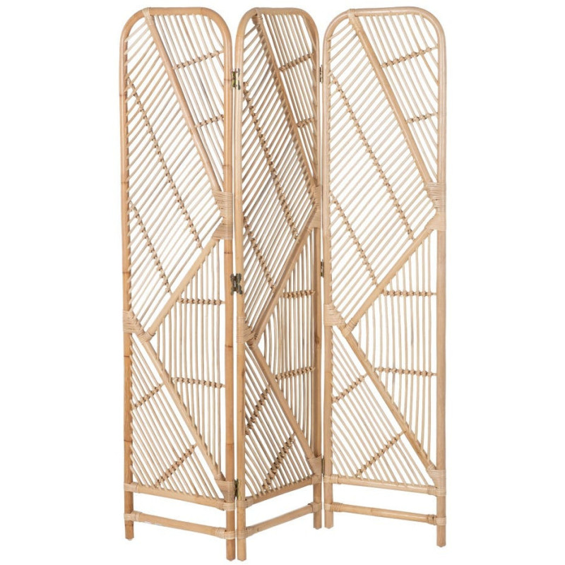 Paravent vintage chic 3 panneaux en Rotin Naturel Rattan