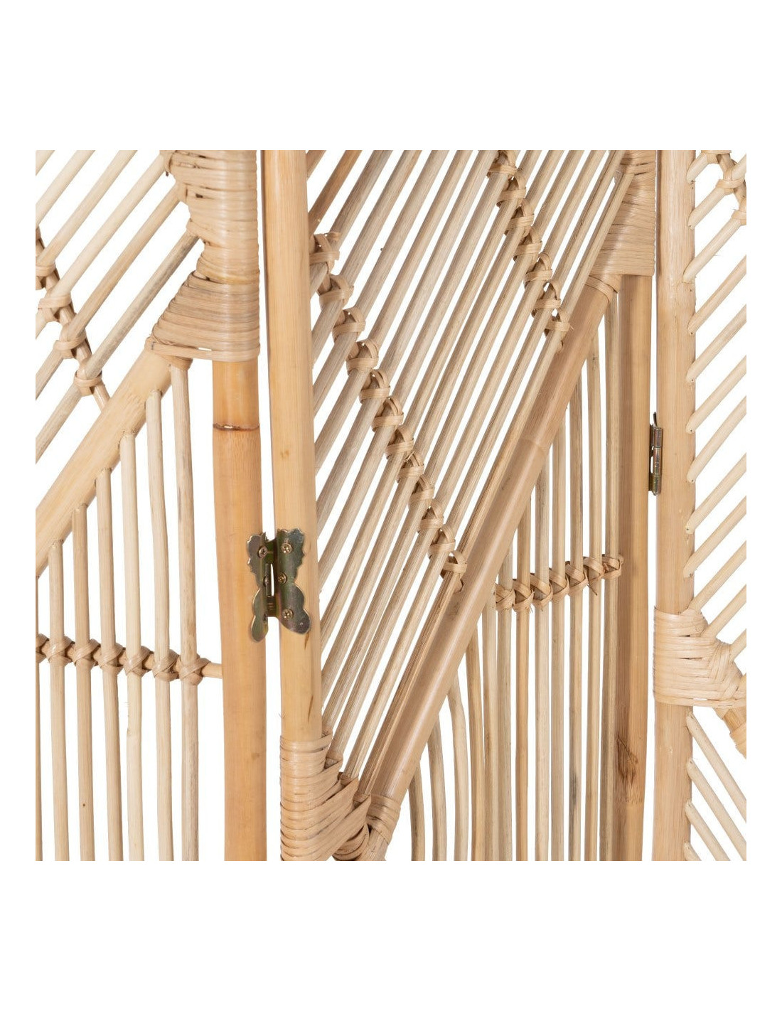Paravent vintage chic 3 panneaux en Rotin Naturel Rattan