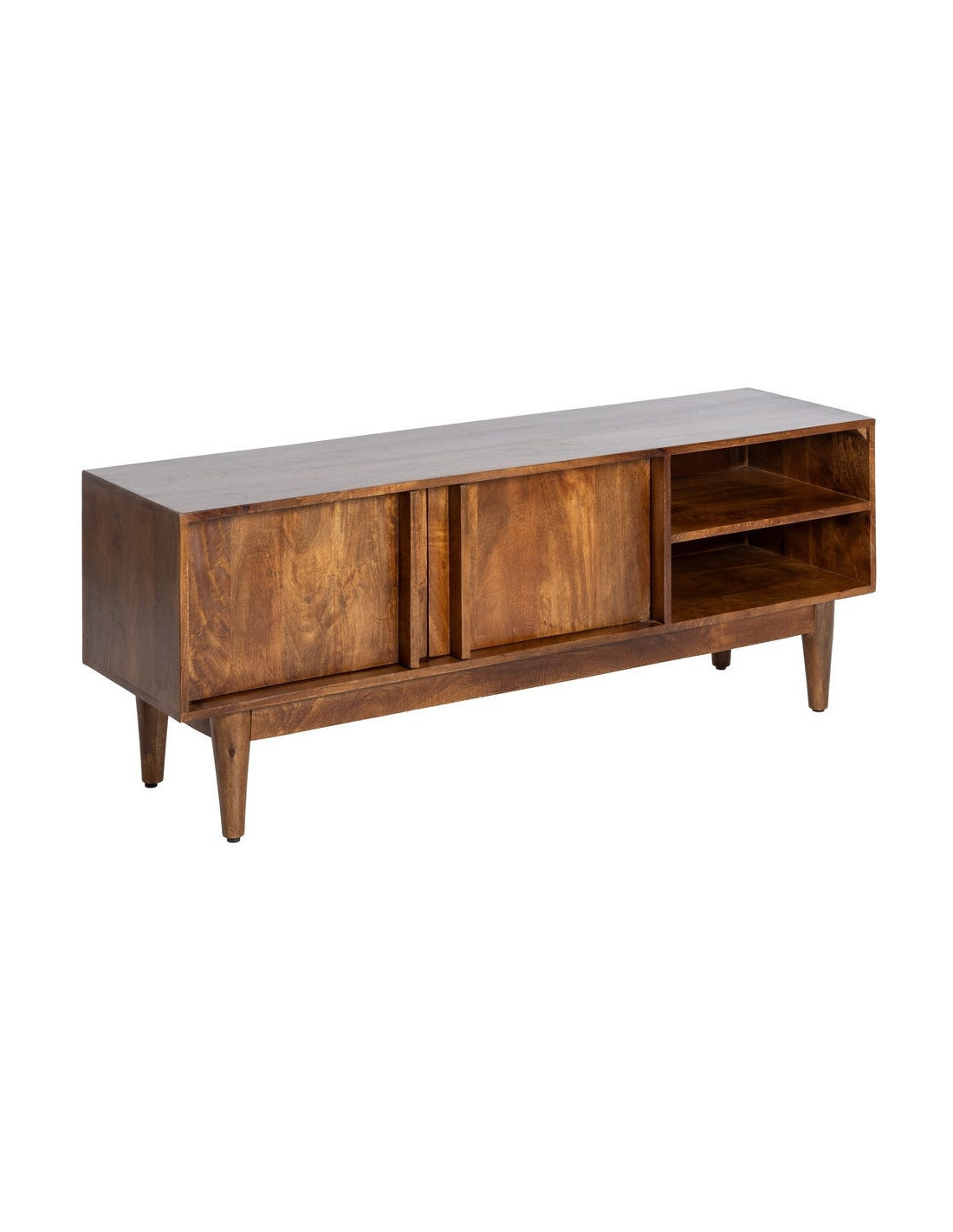 Grand Meuble télé mid-century moderne 2 portes 2 niches en Bois de ...