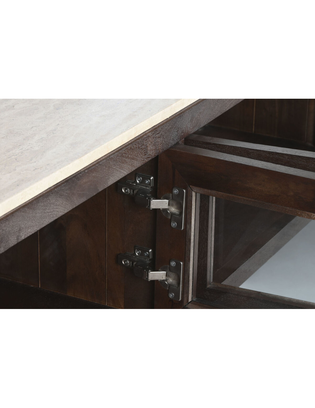 Grand Meuble TV moderne chic 4 portes Bois de manguier Marron Marbre ...