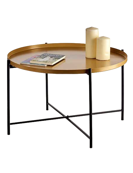 Table basse Ronde en Métal Doré Noir Allina