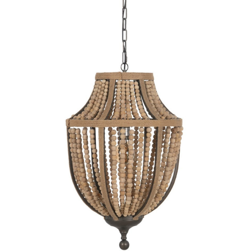 Suspension Originale 40 cm en Bois de Chêne Rotin Naturel Métal Avec ...