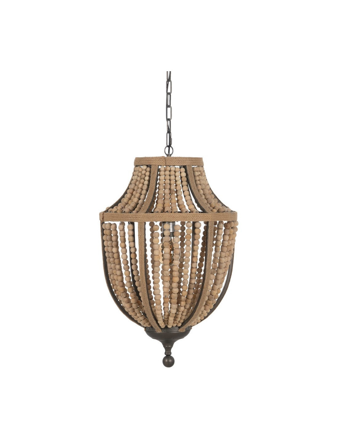 Suspension Originale 40 cm en Bois de Chêne Rotin Naturel Métal Avec ...