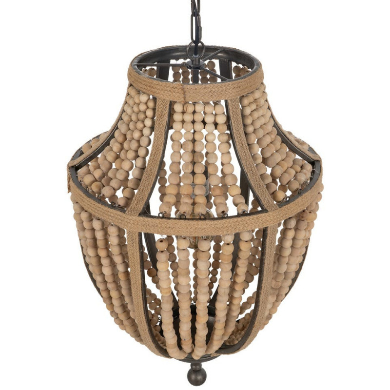 Suspension Originale 40 cm en Bois de Chêne Rotin Naturel Métal Avec ...