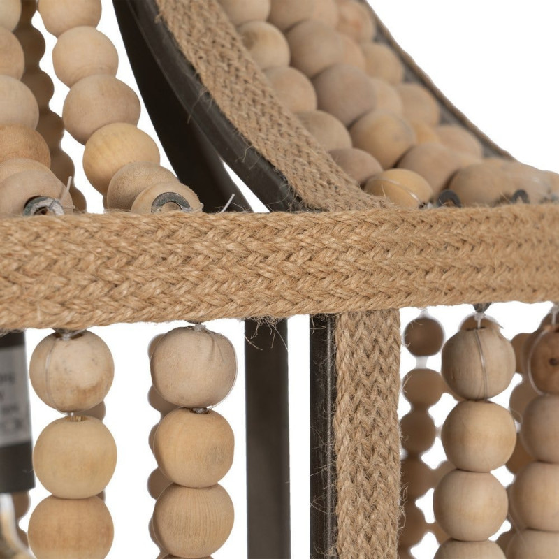 Suspension Originale 40 cm en Bois de Chêne Rotin Naturel Métal Avec ...
