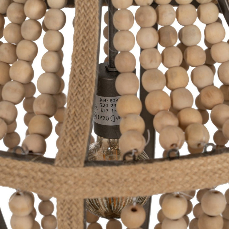 Suspension Originale 40 cm en Bois de Chêne Rotin Naturel Métal Avec ...