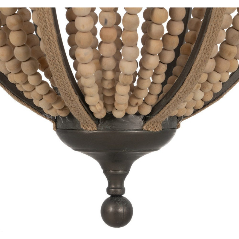Suspension Originale 40 cm en Bois de Chêne Rotin Naturel Métal Avec ...